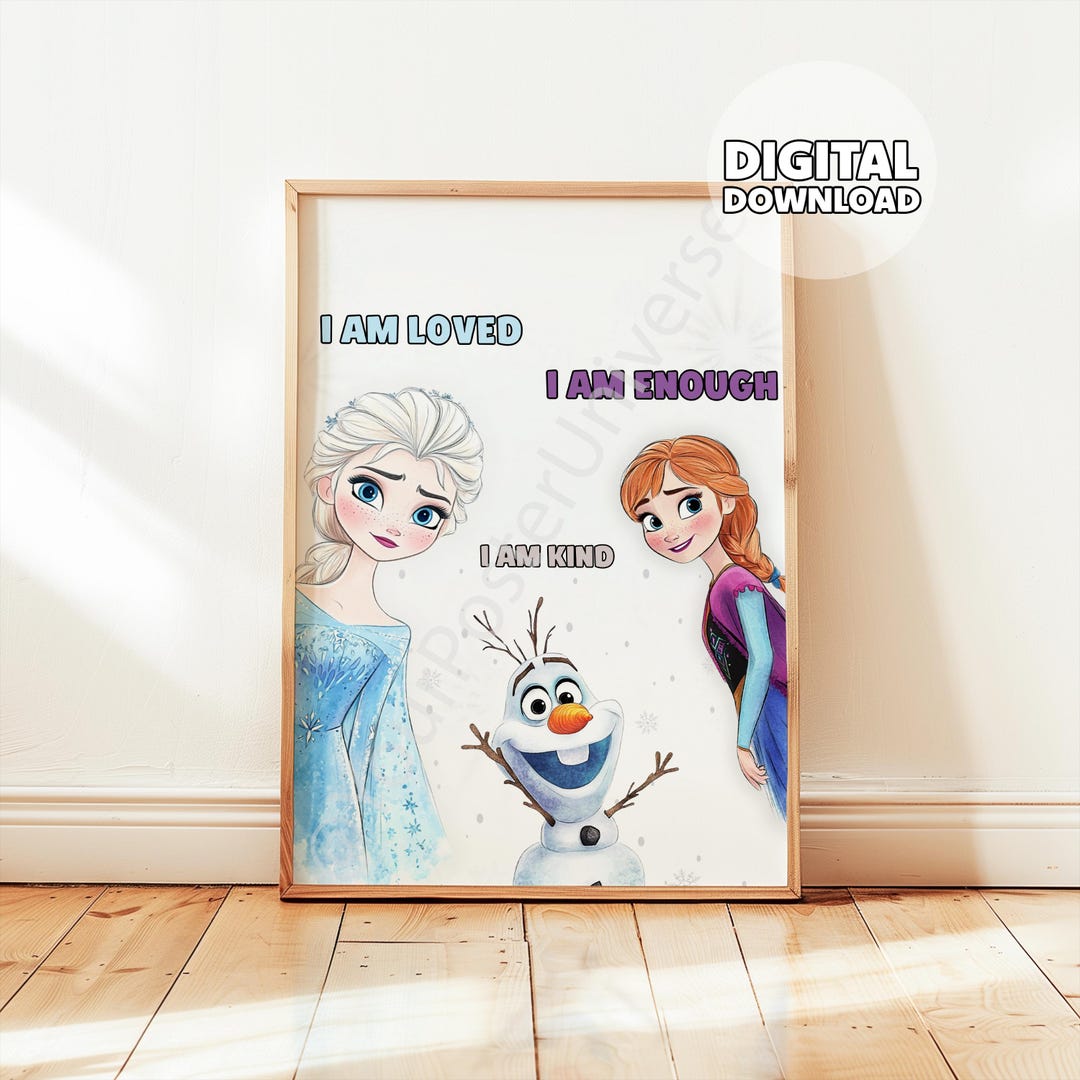 Frozen Affirmation Poster - Watercolor Kids Room Decor, Positive ...