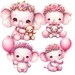 Pink Baby Elephant Clipart Adorable Safar-jungle Nursery PNG, Cute Pink ...