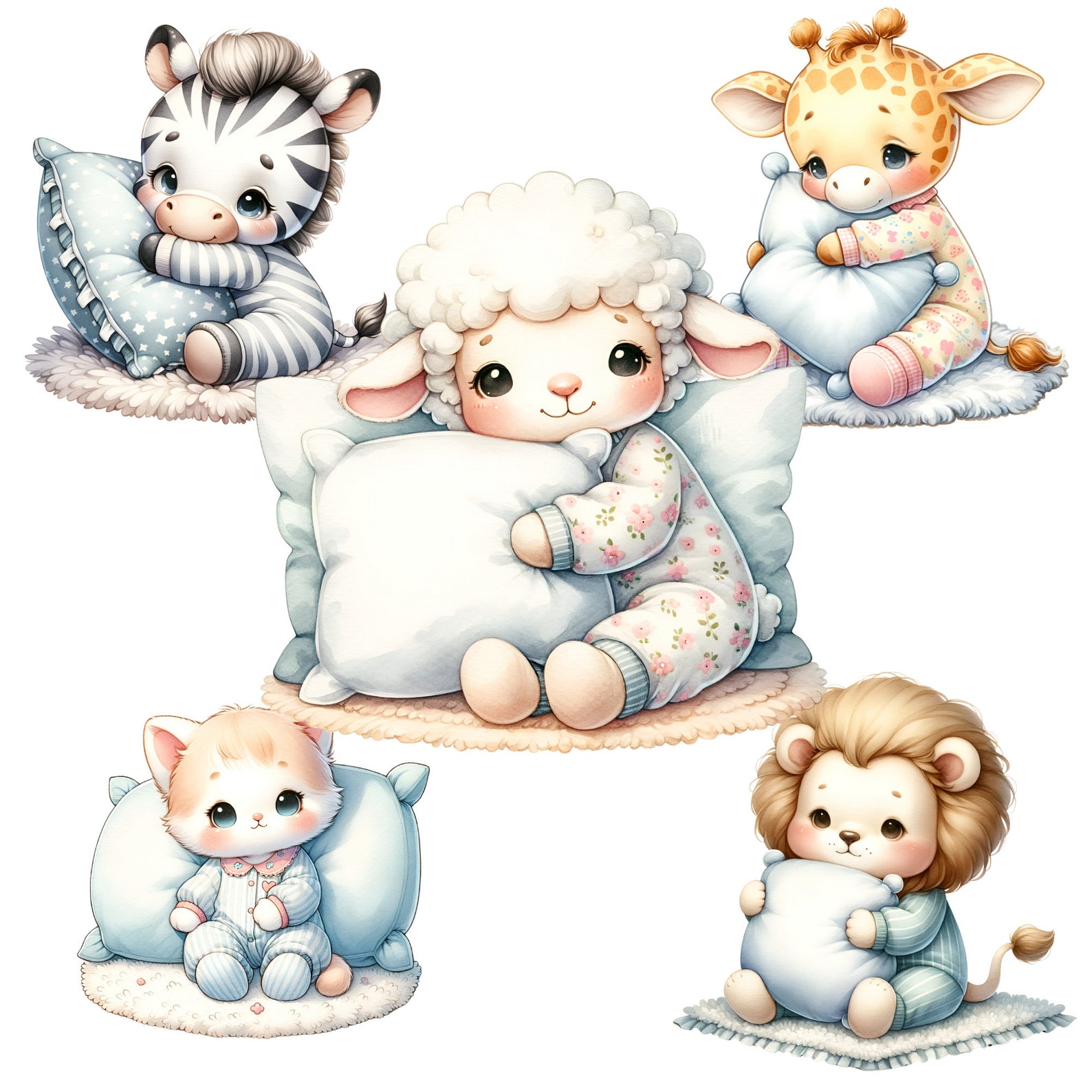 Sleepy Animals Clipart Collection - Adorable Baby Animal PNG, Cute ...