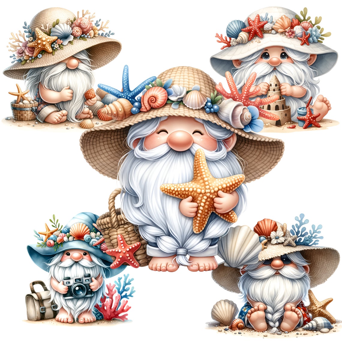 Summer Vacation Gnome Clipart Beach and Tropical Gnome PNG, Vacation ...