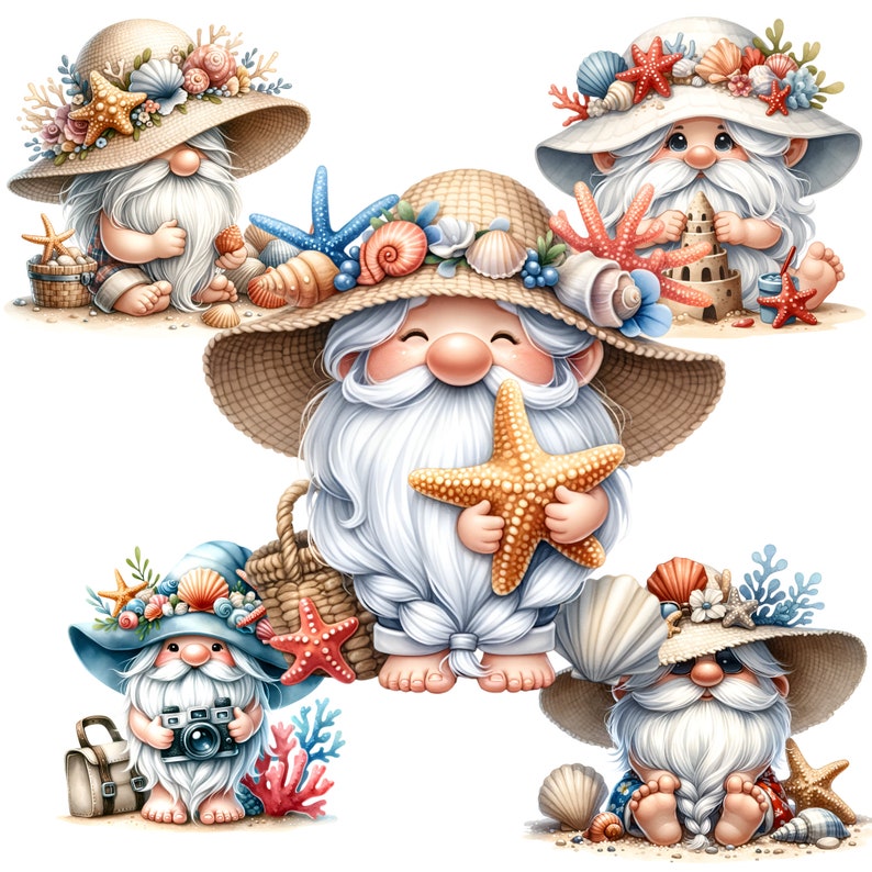 Summer Vacation Gnome Clipart - Beach and Tropical Gnome PNG, Vacation ...
