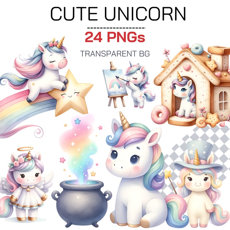 Cute Unicorn PNG Clipart Rainbow Kawaii Unicorn Party Pastel ...