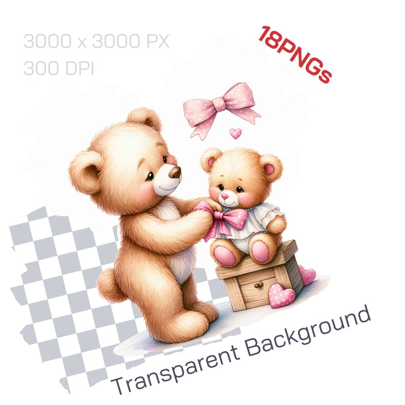 Mama Bear & Baby Bear PNG Clipart Collection | Mother's Day Baby Shower ...