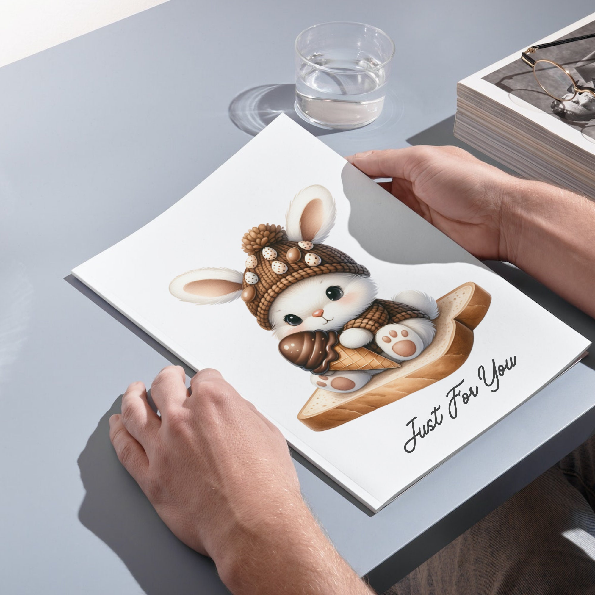 Cute Easter Bunny & Chocolate Eggs Clipart - Watercolor Rabbits With ...