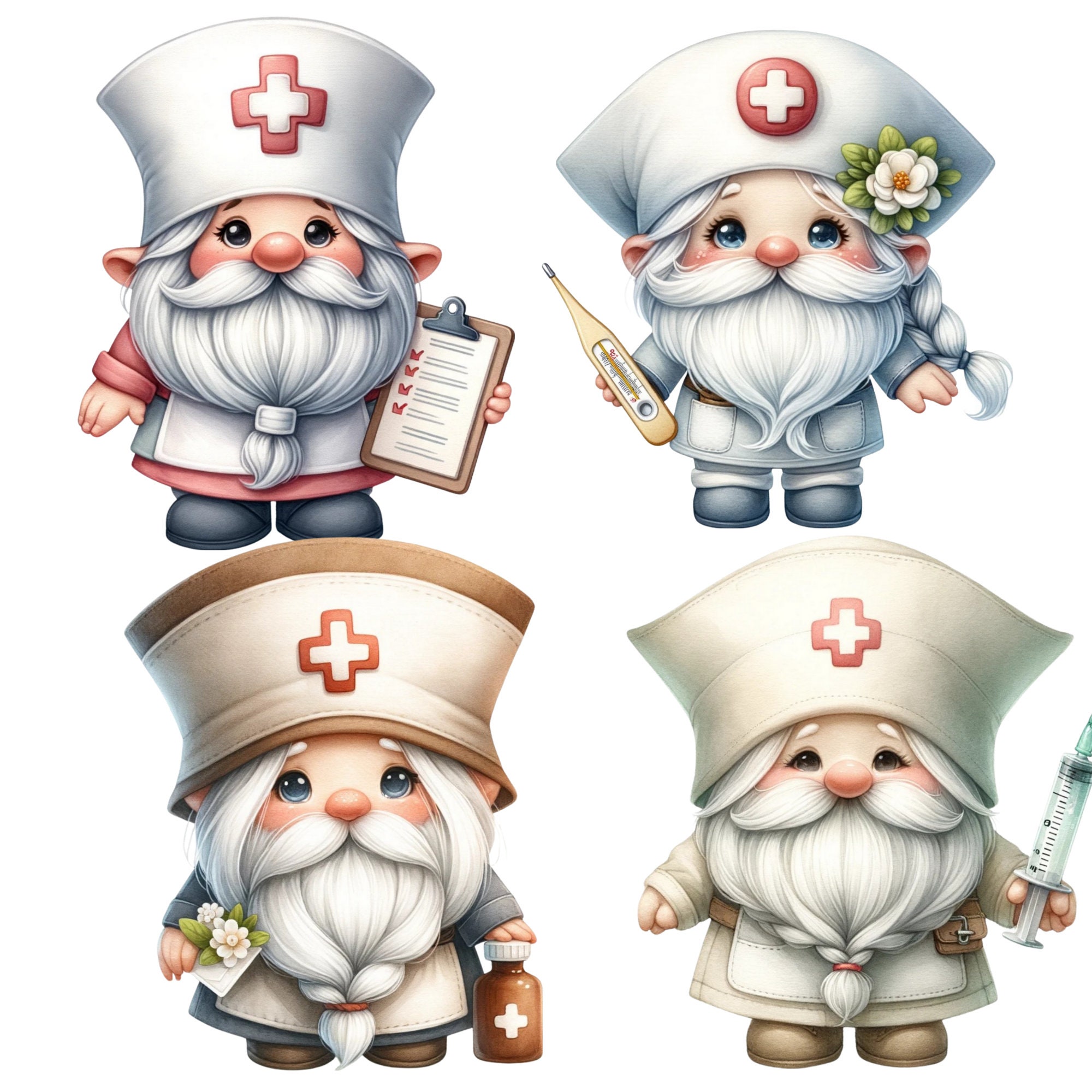 Nurse Gnome Clipart PNG Collection - Medical Gnomes Design Perfect for ...