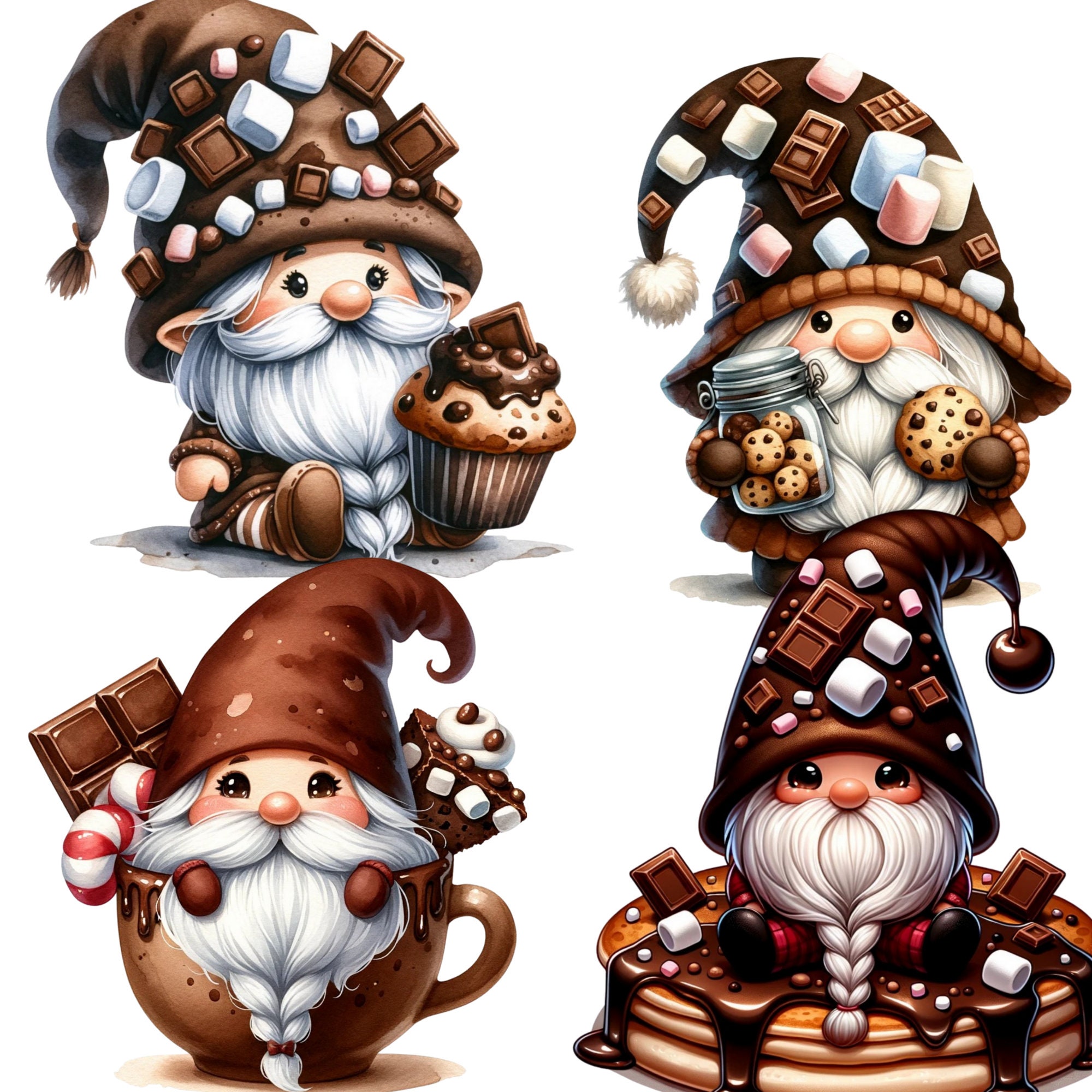 Chocolate Gnome Clipart Bundle - Sweeet Watercolor Gnomes for Easter ...