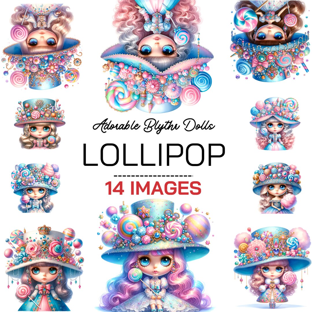 Candy Lollipop Blythe Dolls Watercolor Art - Instant Download Clipart ...