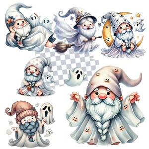Ghost Gnome Halloween Clipart Collection | Cute and Spooky Watercolor ...