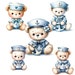 Blue Teddy Bear Baby Shower Clipart Cute Bear in Sailor Ocean. Boho ...