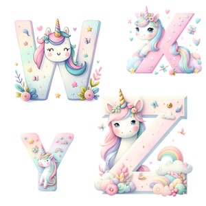 Cute Unicorn Png Alphabet - Kawaii Unicorn PNG Rainbow Pastel Magic ...