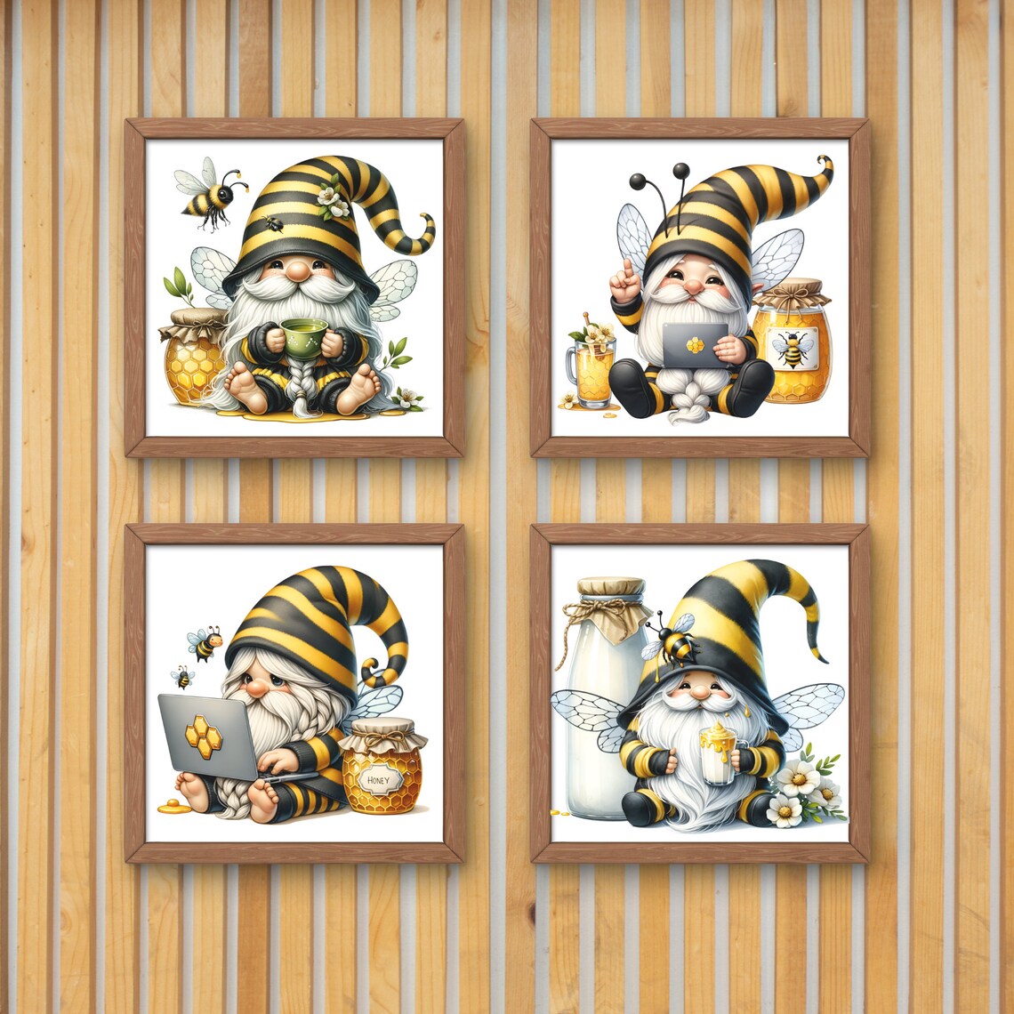 Bumble Bee Gnome Clipart Cute Gardening Gnomes PNG, Spring Honey Bee ...