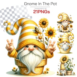 Enchanting Garden Gnome Clipart Collection - Flower Pot Gnomes PNG ...