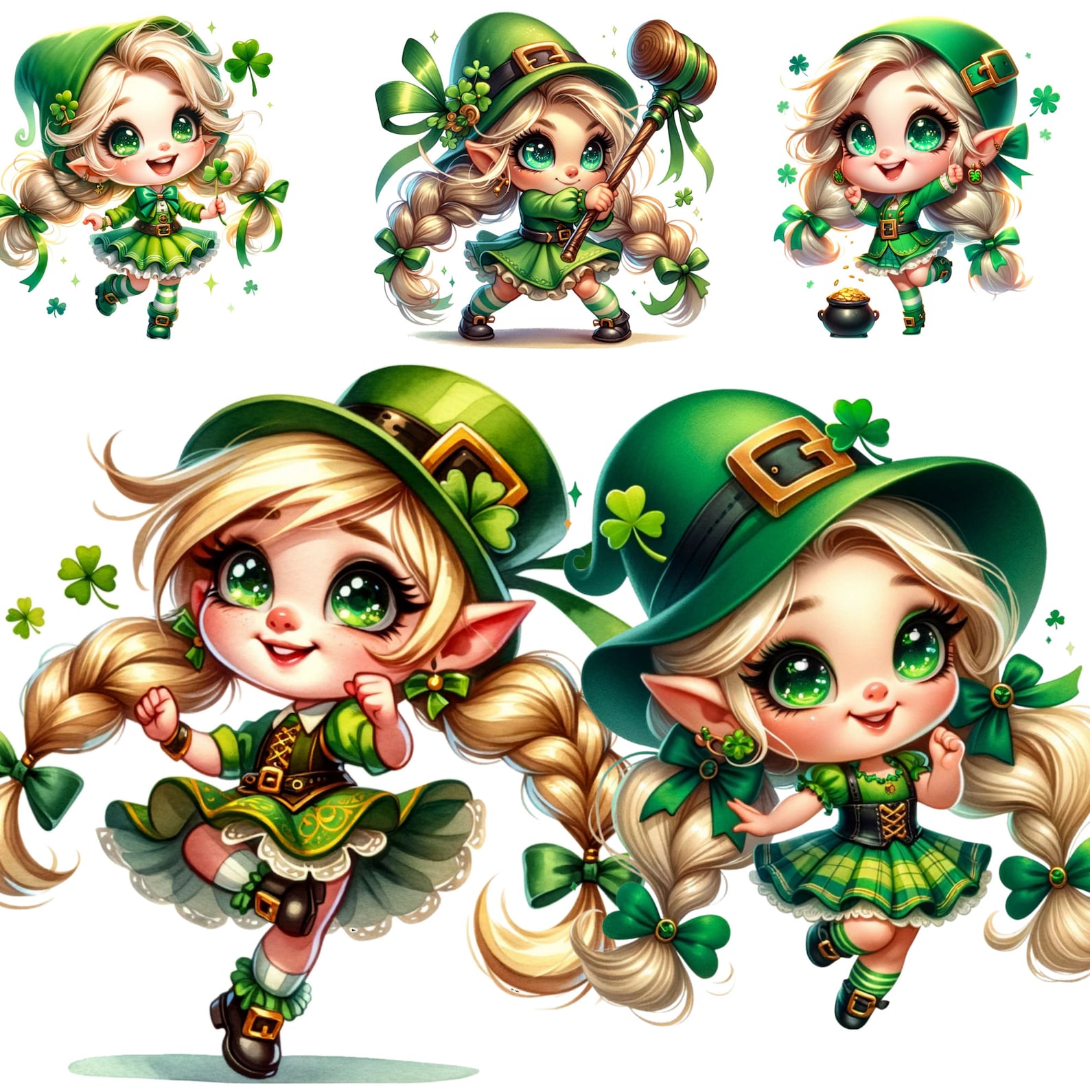 St. Patrick's Day Gnome Clipart Bundle - Festive Irish Themed Gnomes ...
