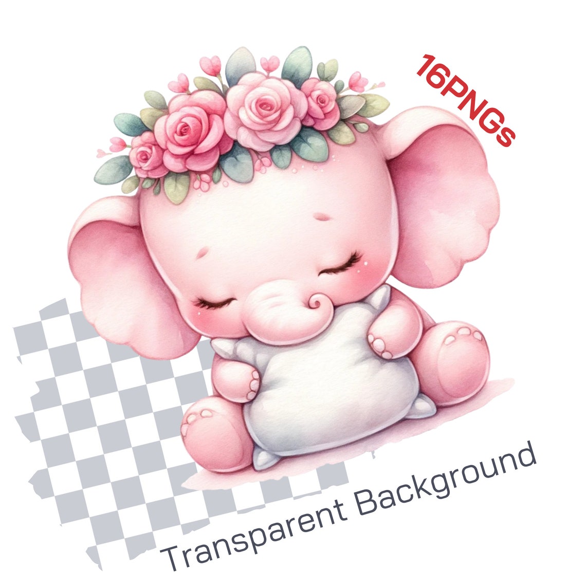 Pink Baby Elephant Clipart Adorable Safar-jungle Nursery PNG, Cute Pink ...