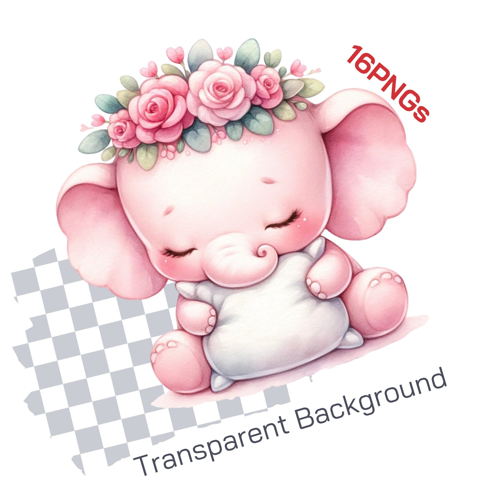 Pink Baby Elephant Clipart Adorable Safar-jungle Nursery PNG, Cute Pink ...
