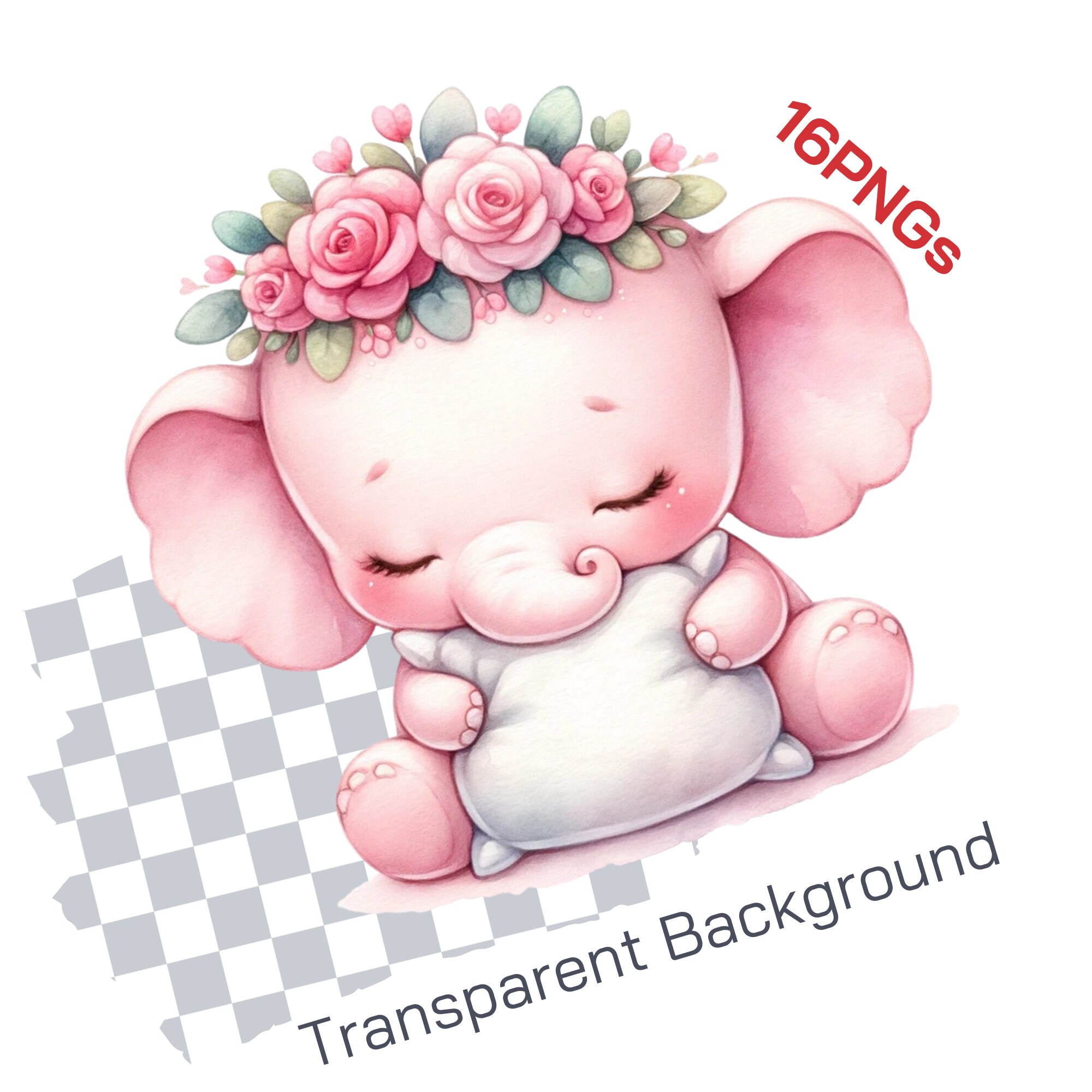 Pink Baby Elephant Clipart Adorable Safar-jungle Nursery PNG, Cute Pink ...