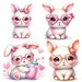 Easter Bunny Glasses PNG Pink Rabbit Clipart Collection Watercolor Hare ...