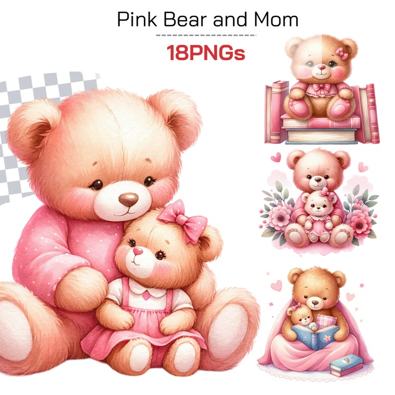 Mama Bear & Baby Bear PNG Clipart Collection | Mother's Day Baby Shower ...