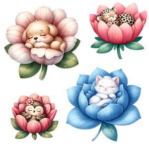 Sleepy Animal Clipart Baby Shower Gift Adorable Baby Animals PNG Cute ...