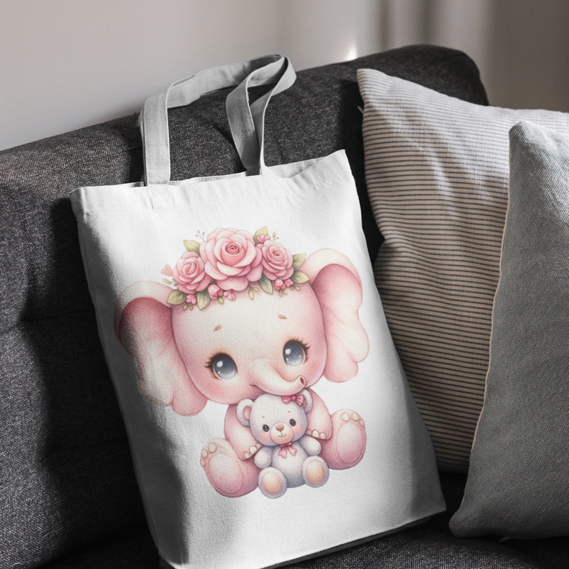 Pink Baby Elephant Clipart Adorable Safar-jungle Nursery PNG, Cute Pink ...