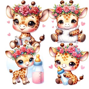 Baby Giraffe Clipart Adorable Giraffe Cute Safari Nursery Decor and ...