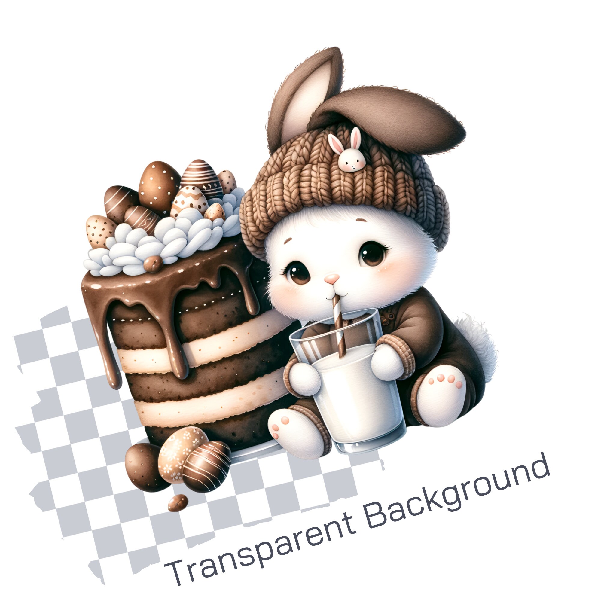 Cute Easter Bunny & Chocolate Eggs Clipart - Watercolor Rabbits With ...