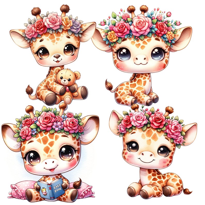 Baby Giraffe Clipart - Adorable Giraffe Cute Safari Nursery Decor and ...