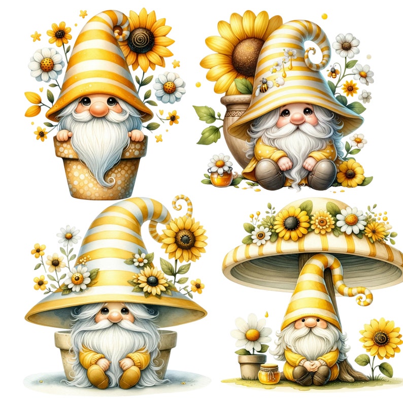 Enchanting Garden Gnome Clipart Collection - Flower Pot Gnomes PNG ...