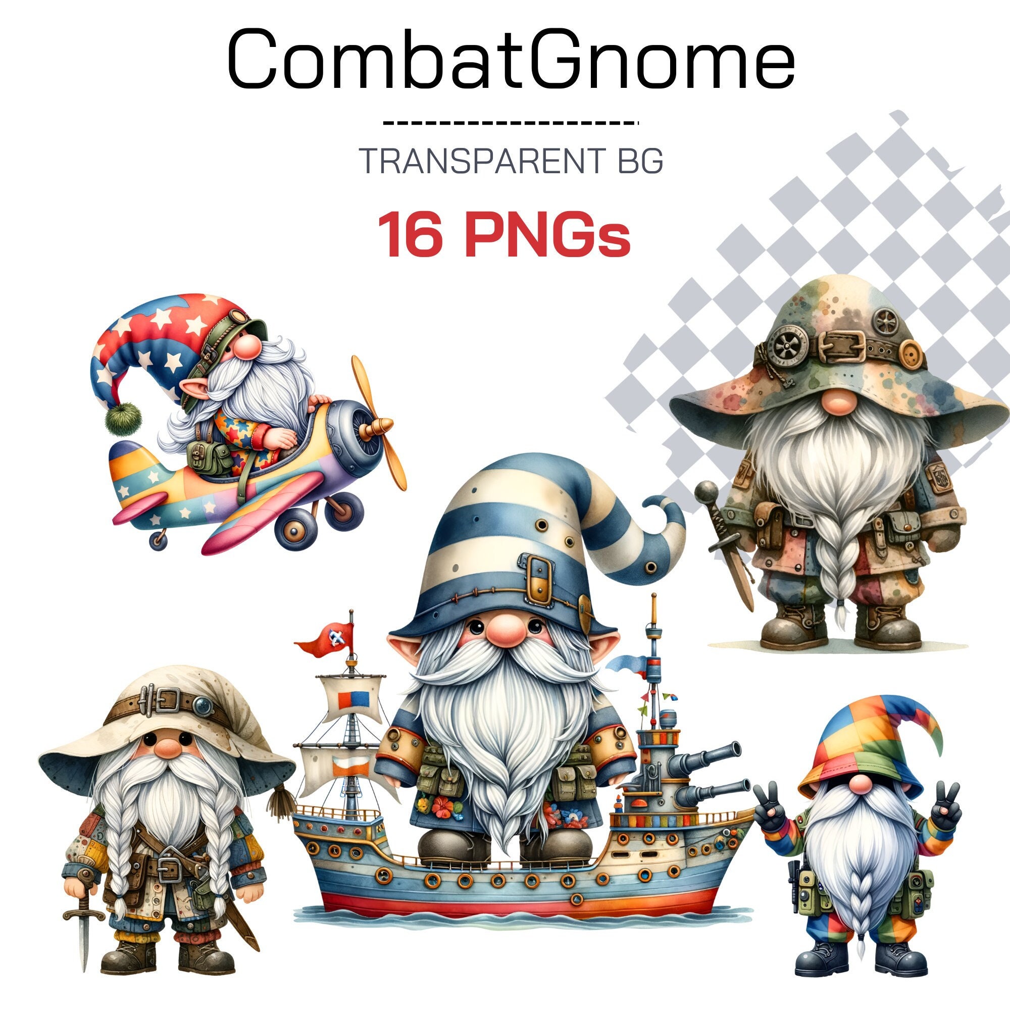 Combat Gnome Blue Army Gnome Clipart Gnome Graphics, Spring Gnome ...