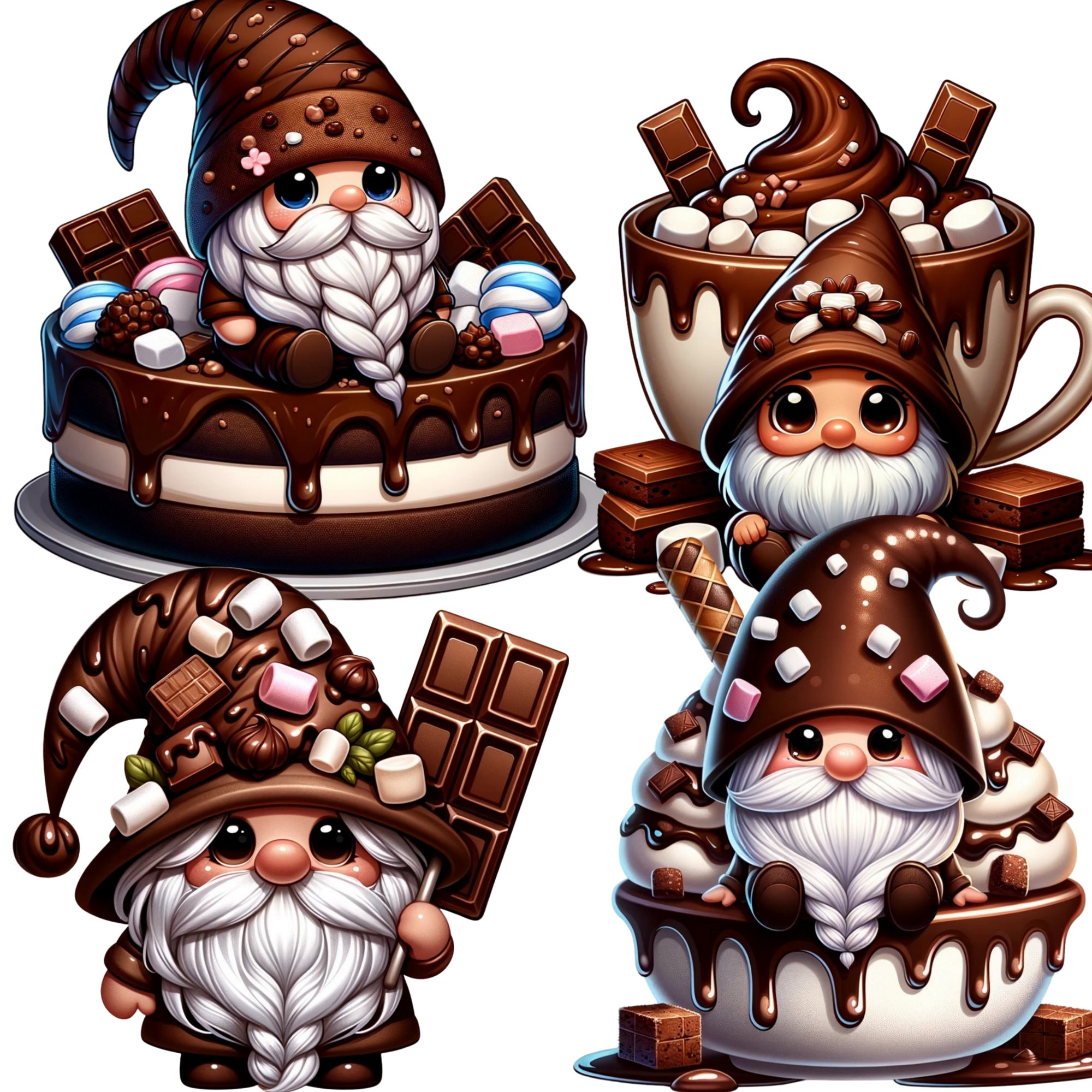 Chocolate Gnome Clipart Bundle Sweeet Watercolor Gnomes for Easter ...