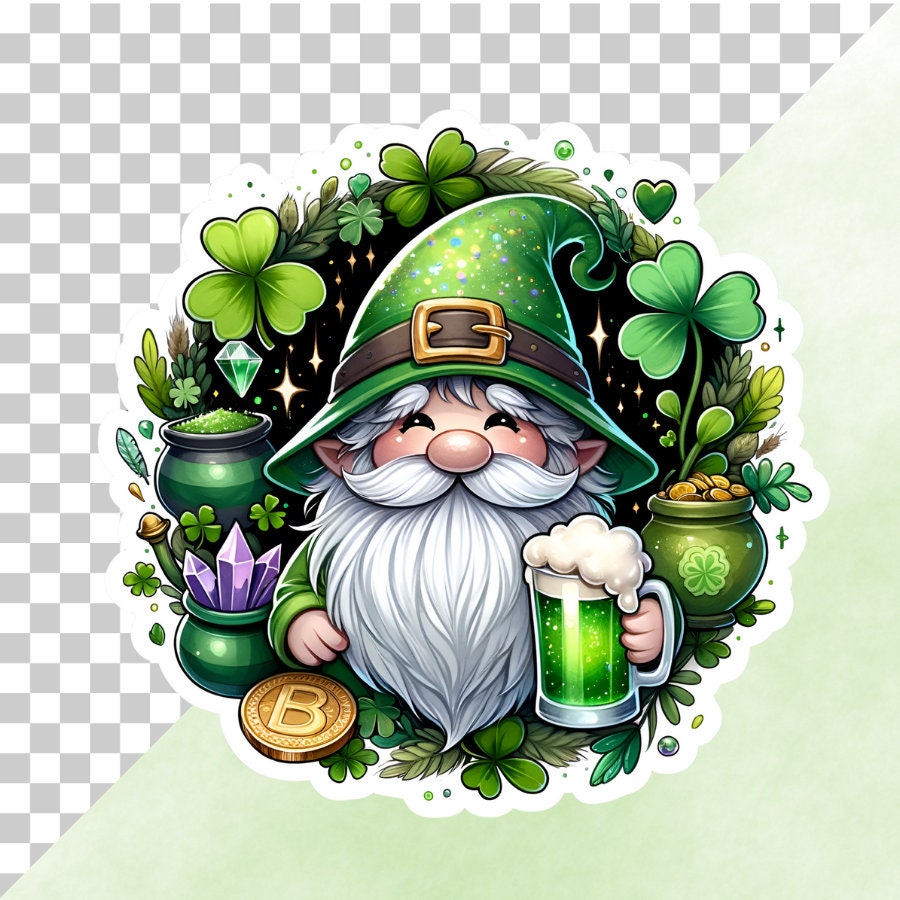 St. Patrick's Day Irish Gnome Clipart Png-spring Gnome Clipart Bundle ...