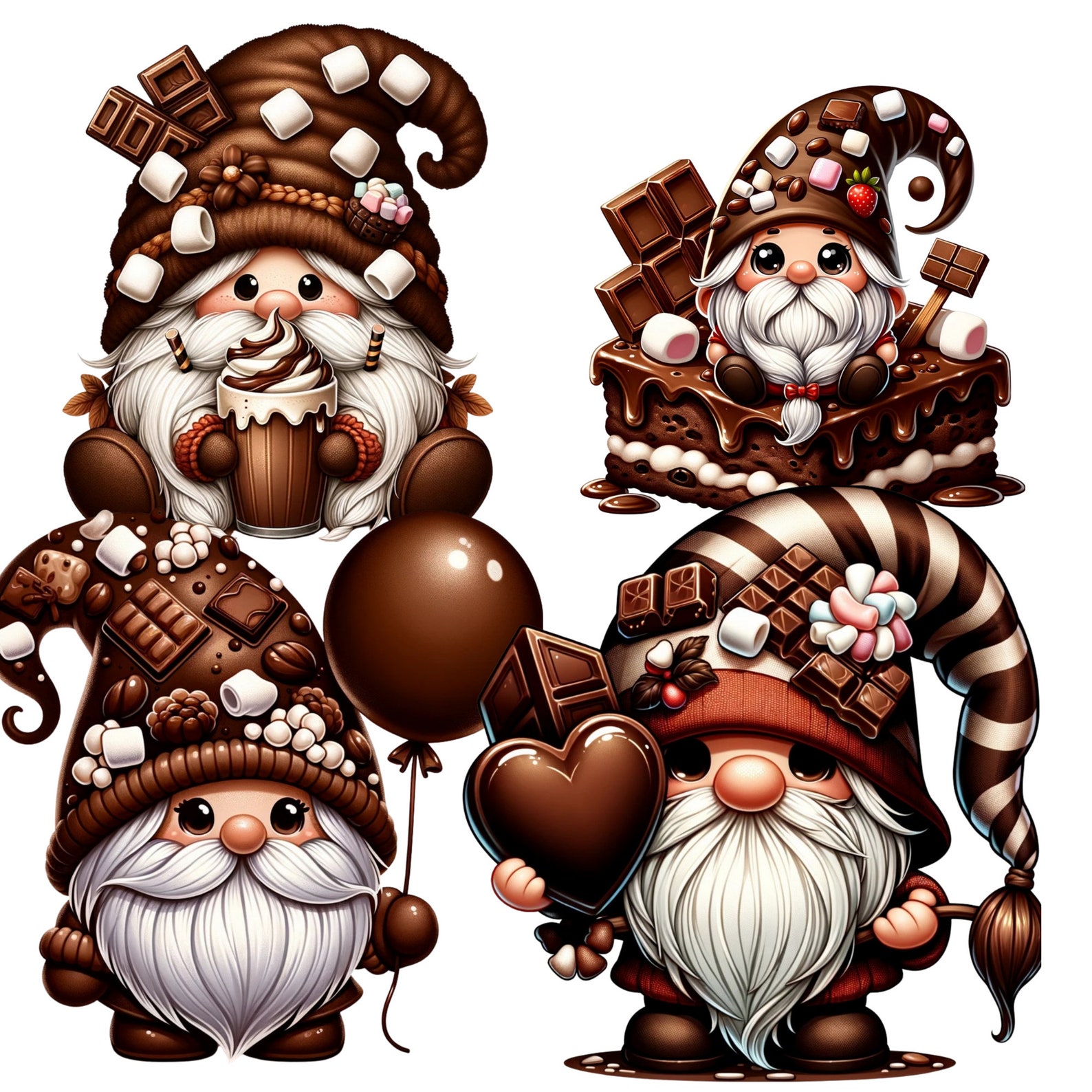 Chocolate Gnome Clipart Bundle - Sweeet Watercolor Gnomes for Easter ...
