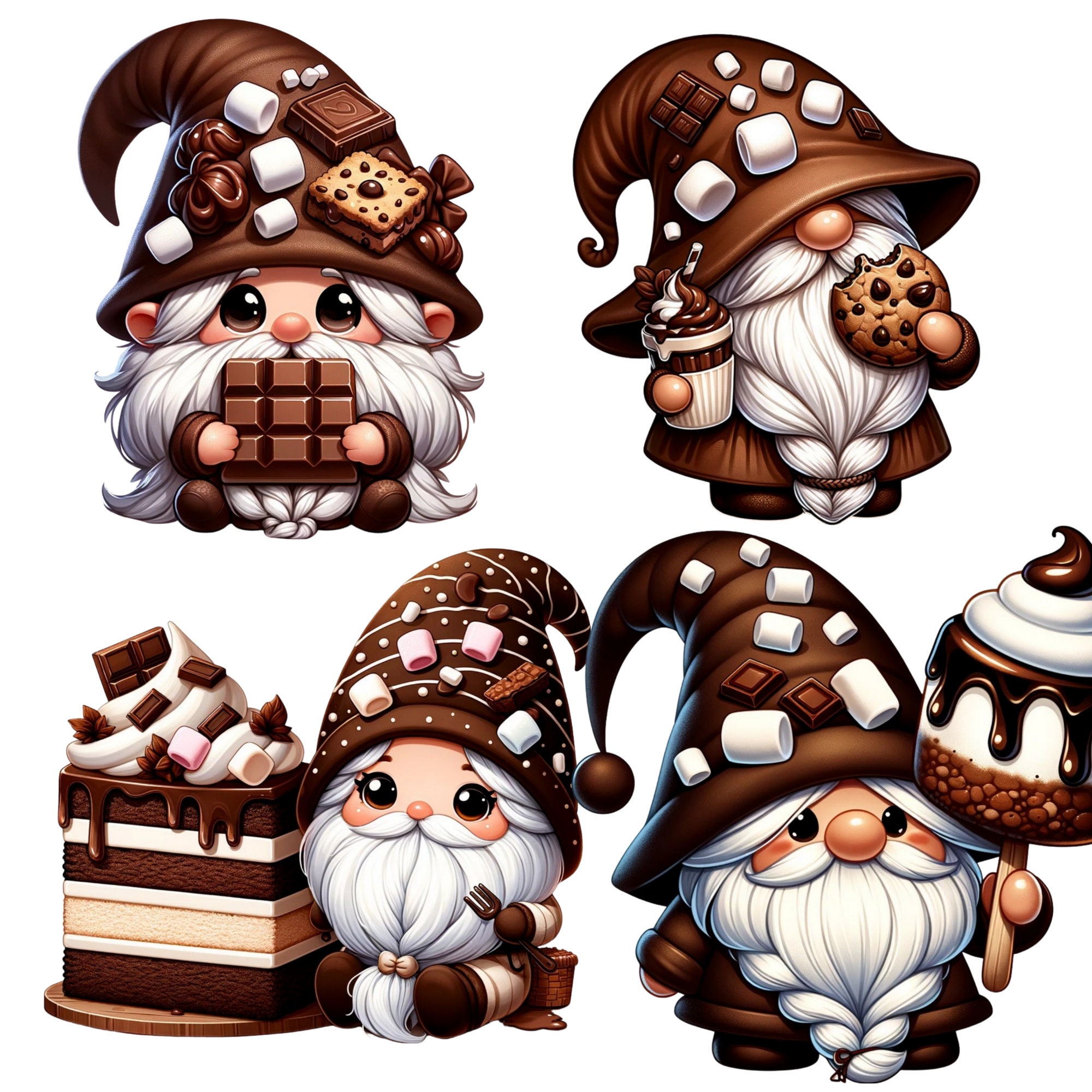 Chocolate Gnome Clipart Bundle - Sweeet Watercolor Gnomes for Easter ...
