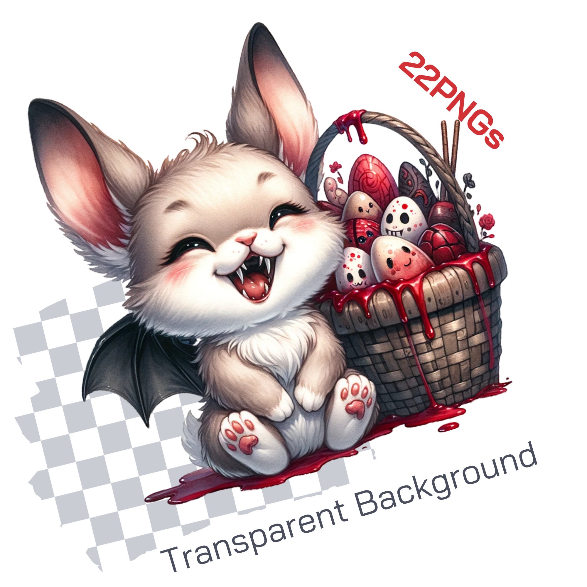 Gothic Easter Clipart Vampire Bunny PNG Dark Easter Designs ,bloody ...