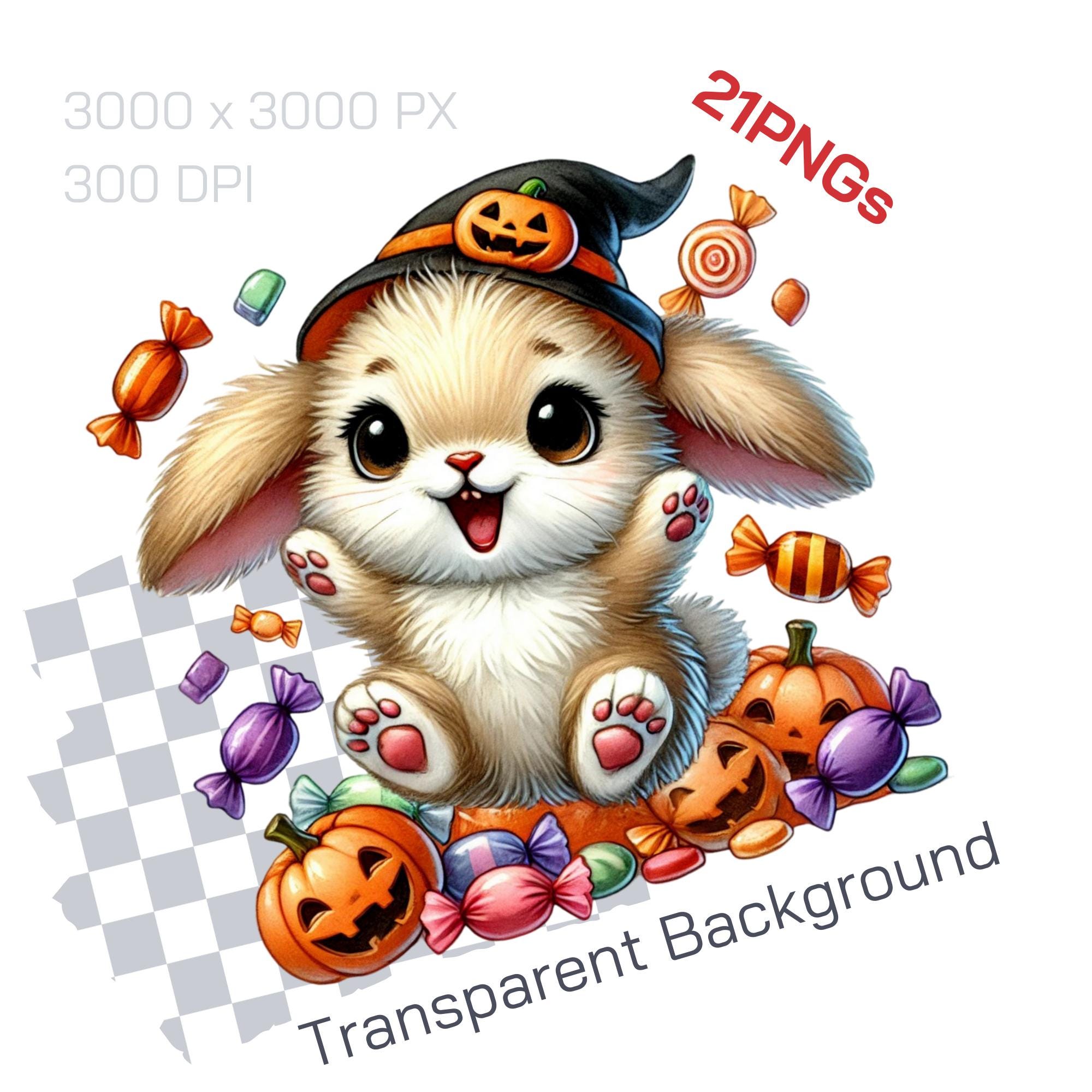 Halloween Bunny Clipart Collection | Cute Witch Rabbit in Nursery Decor ...
