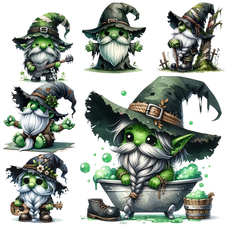 Spooky Halloween Zombie Gnome Clipart Collection - Perfect for Horror ...