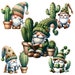 Flowering Cactus Gnome Clipart - Cute Watercolor Garden Gnomes Bundle ...
