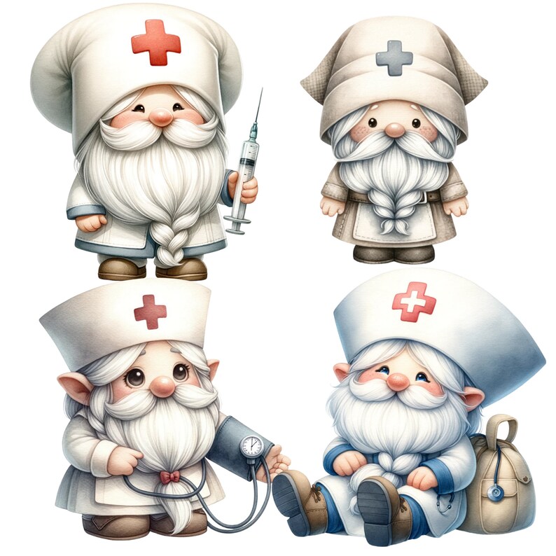 Nurse Gnome Clipart PNG Collection - Medical Gnomes Design Perfect for ...