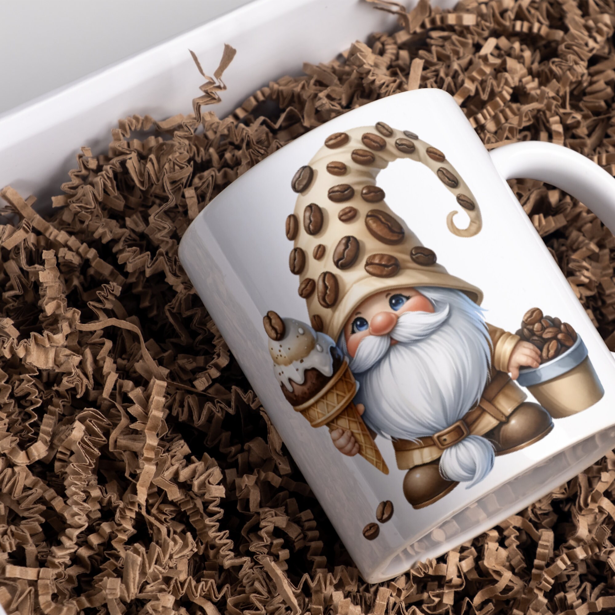 Coffee Cup Gnome Cute Gnomes Festive Clipart Watercolor Gnome ...