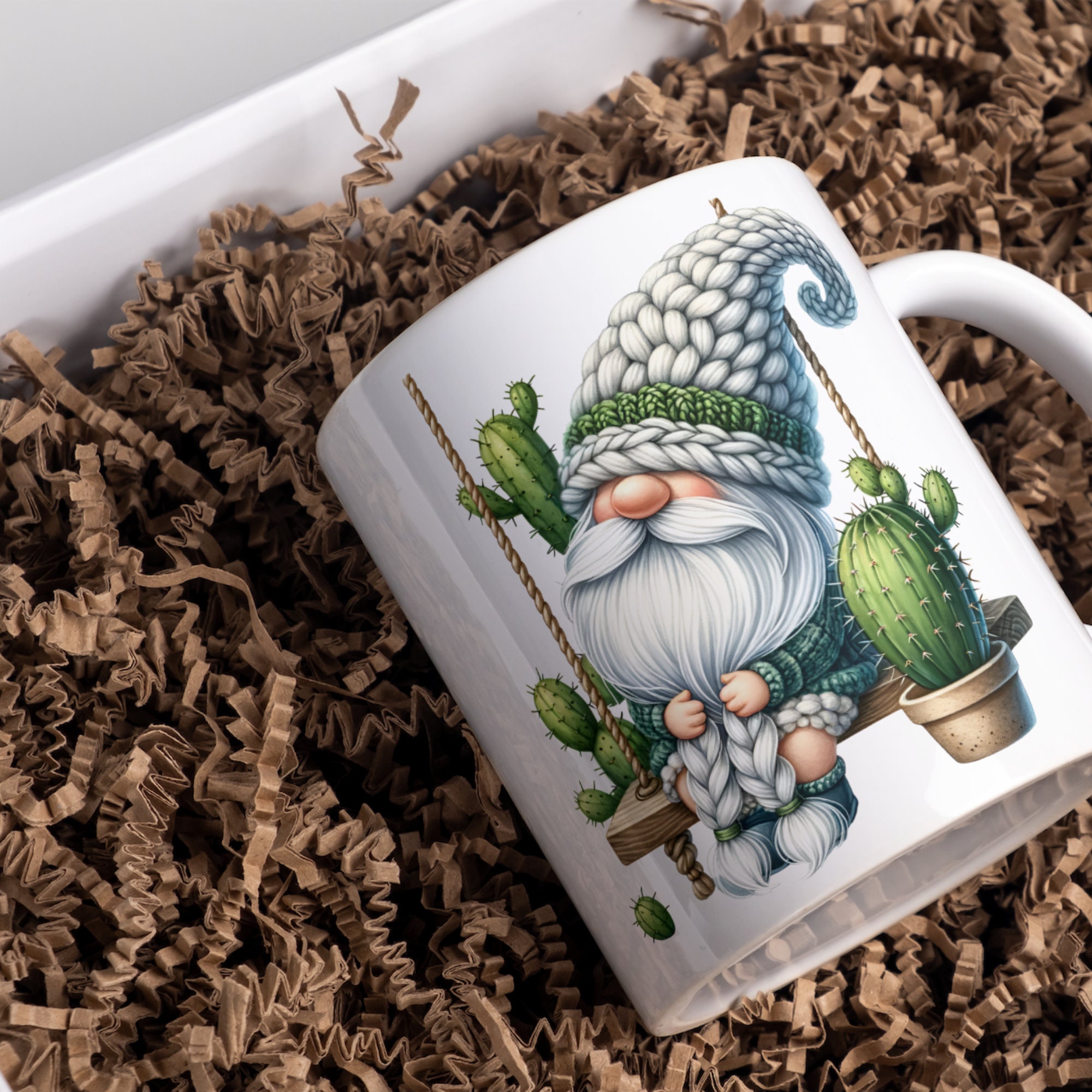 Flowering Cactus Gnome Clipart - Cute Watercolor Garden Gnomes Bundle ...