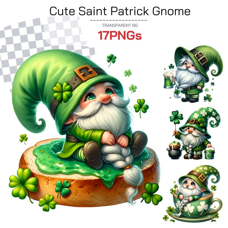 Watercolor Gnome Clipart Irish Leprechaun Png Shamrock Cute Gnome ...