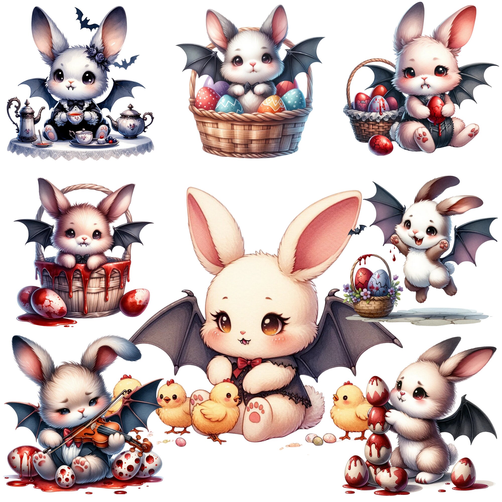 Gothic Easter Clipart Vampire Bunny PNG Dark Easter Designs ,bloody ...