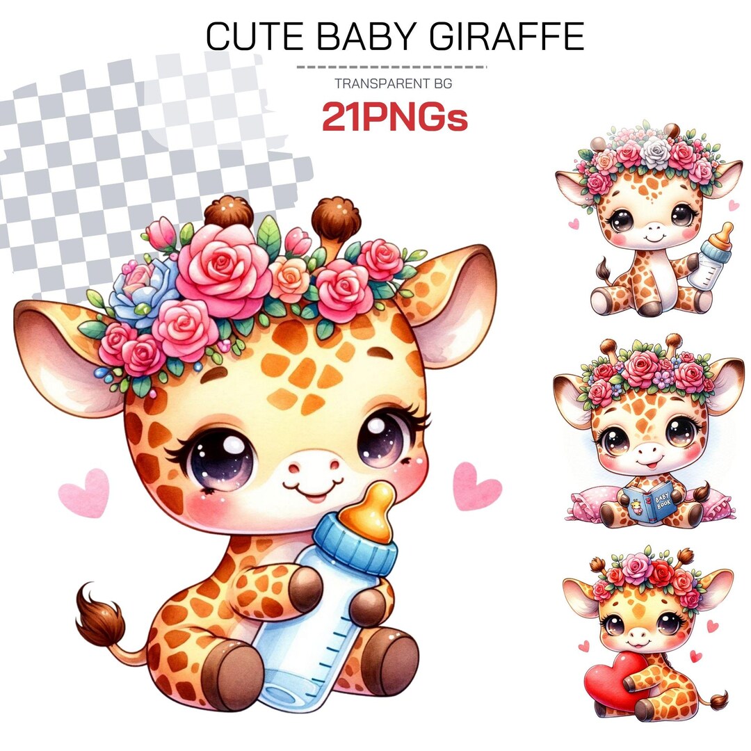 Baby Giraffe Clipart - Adorable Giraffe Cute Safari Nursery Decor and ...