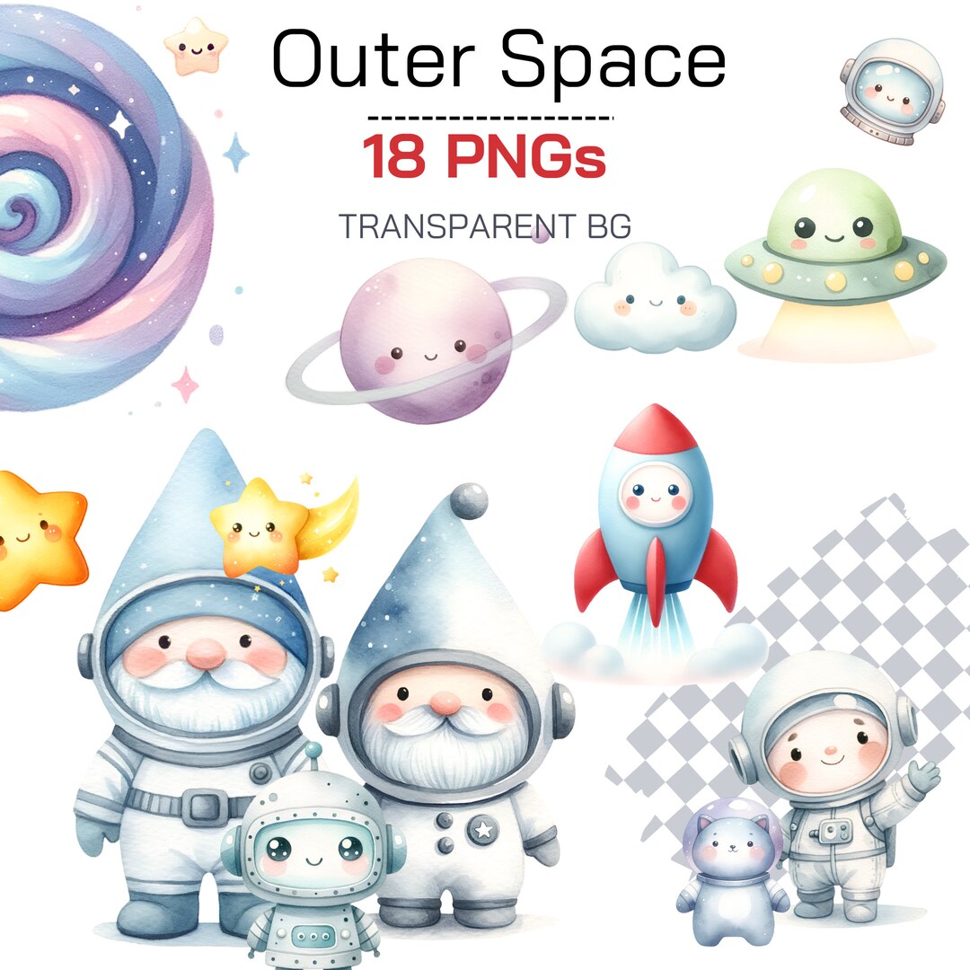 Outer Space Clipart Bundle Graphic - Astronaut Planets Solar System ...