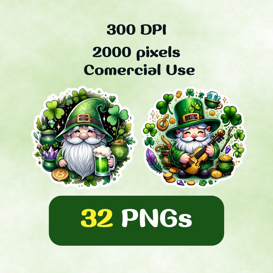 St. Patrick's Day Irish Gnome Clipart Png-spring Gnome Clipart Bundle ...