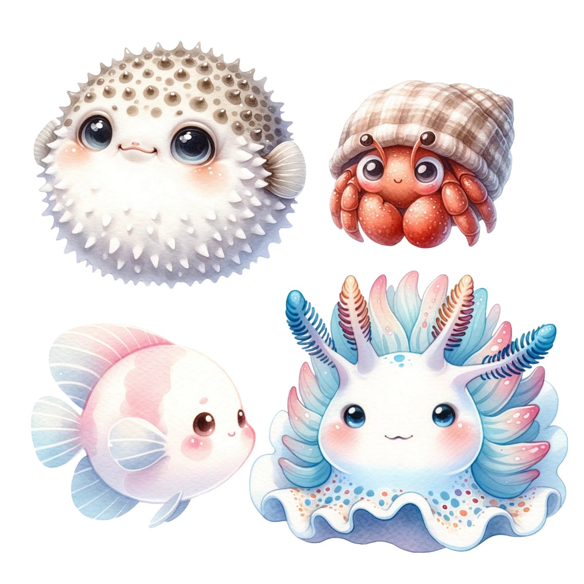 Cute Ocean Clipart Collection Adorable Under the Sea Animals PNG Whales ...