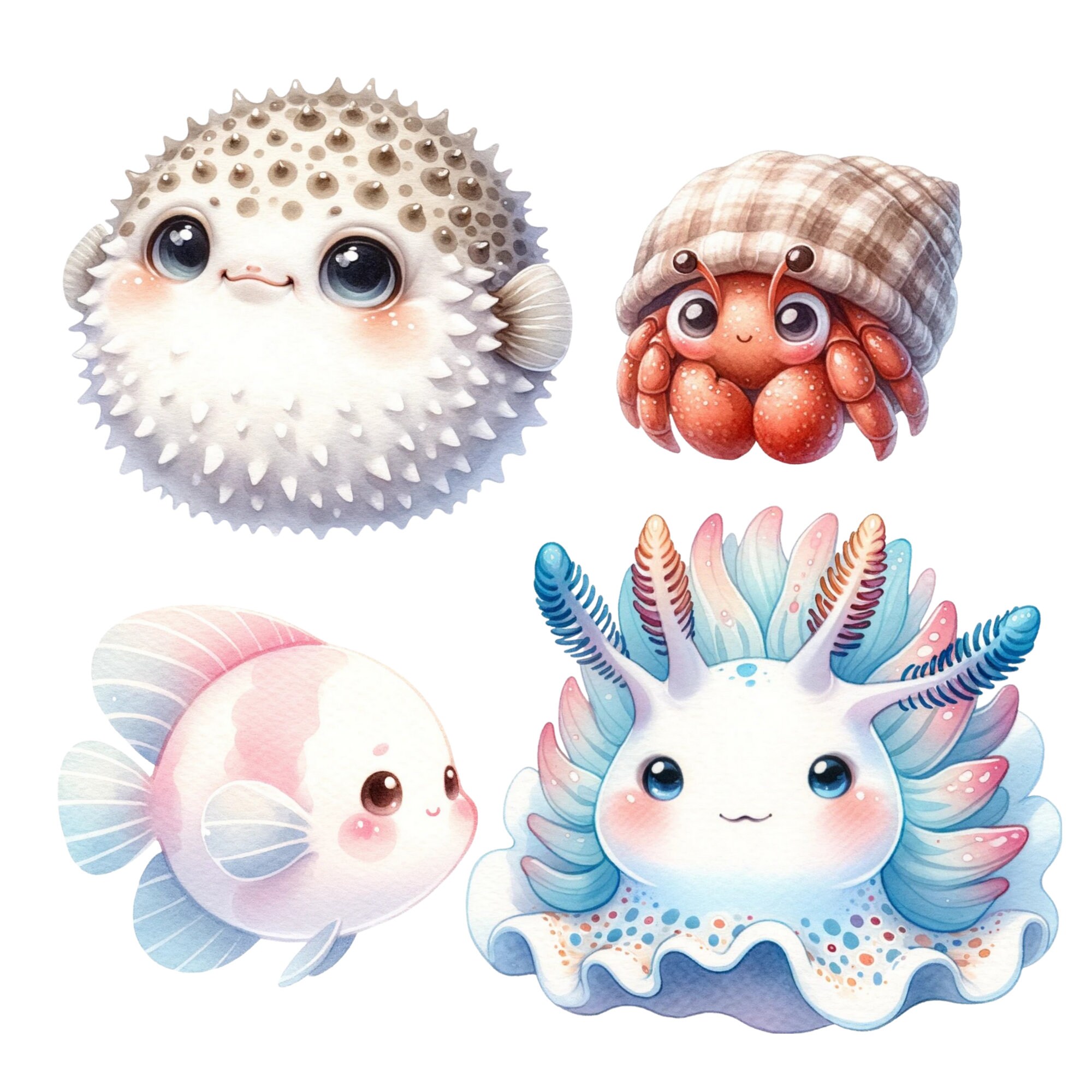 Cute Ocean Clipart Collection Adorable Under the Sea Animals PNG Whales ...