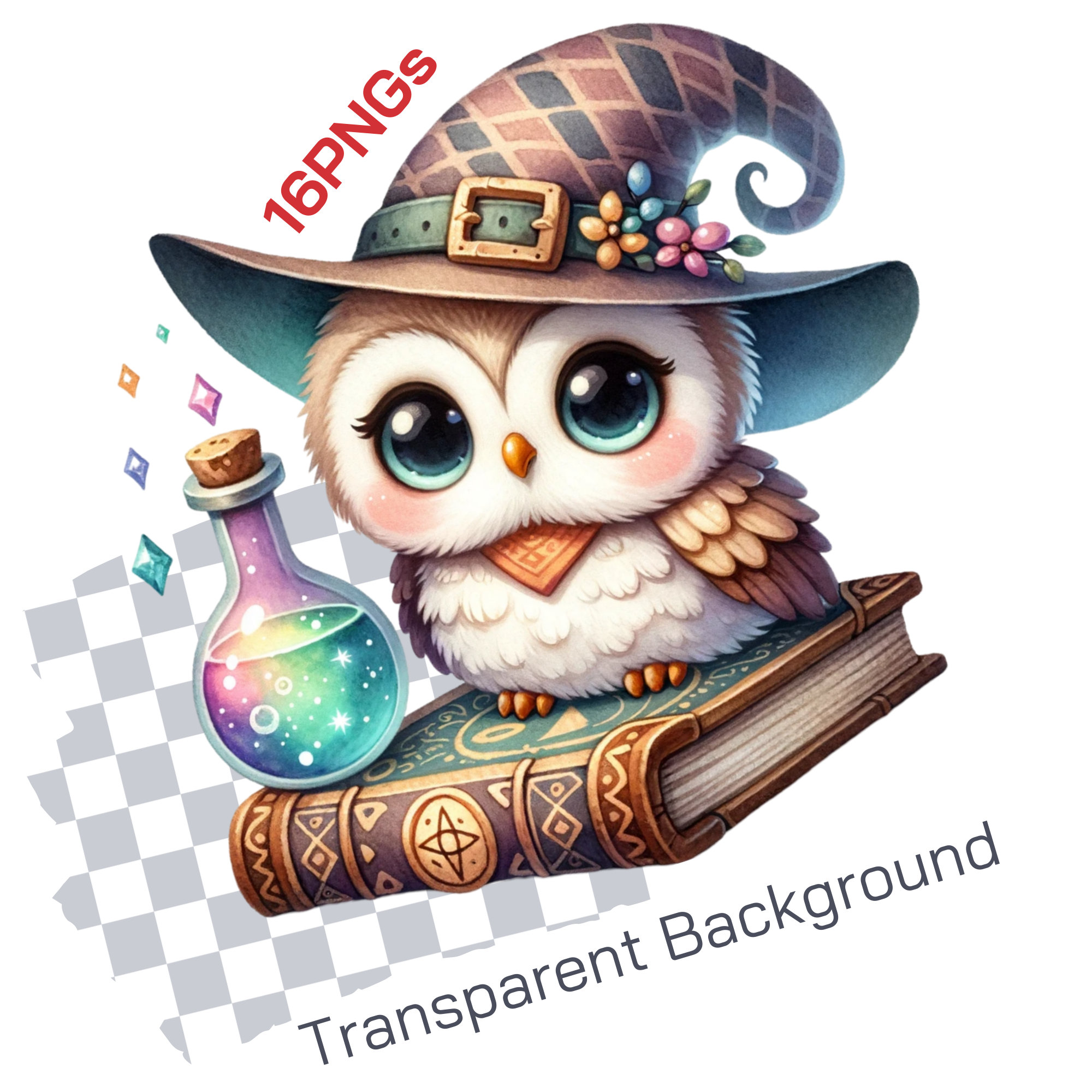 Magical Owl and Potions Clipart Collection - Fantasy Book and Wizard ...