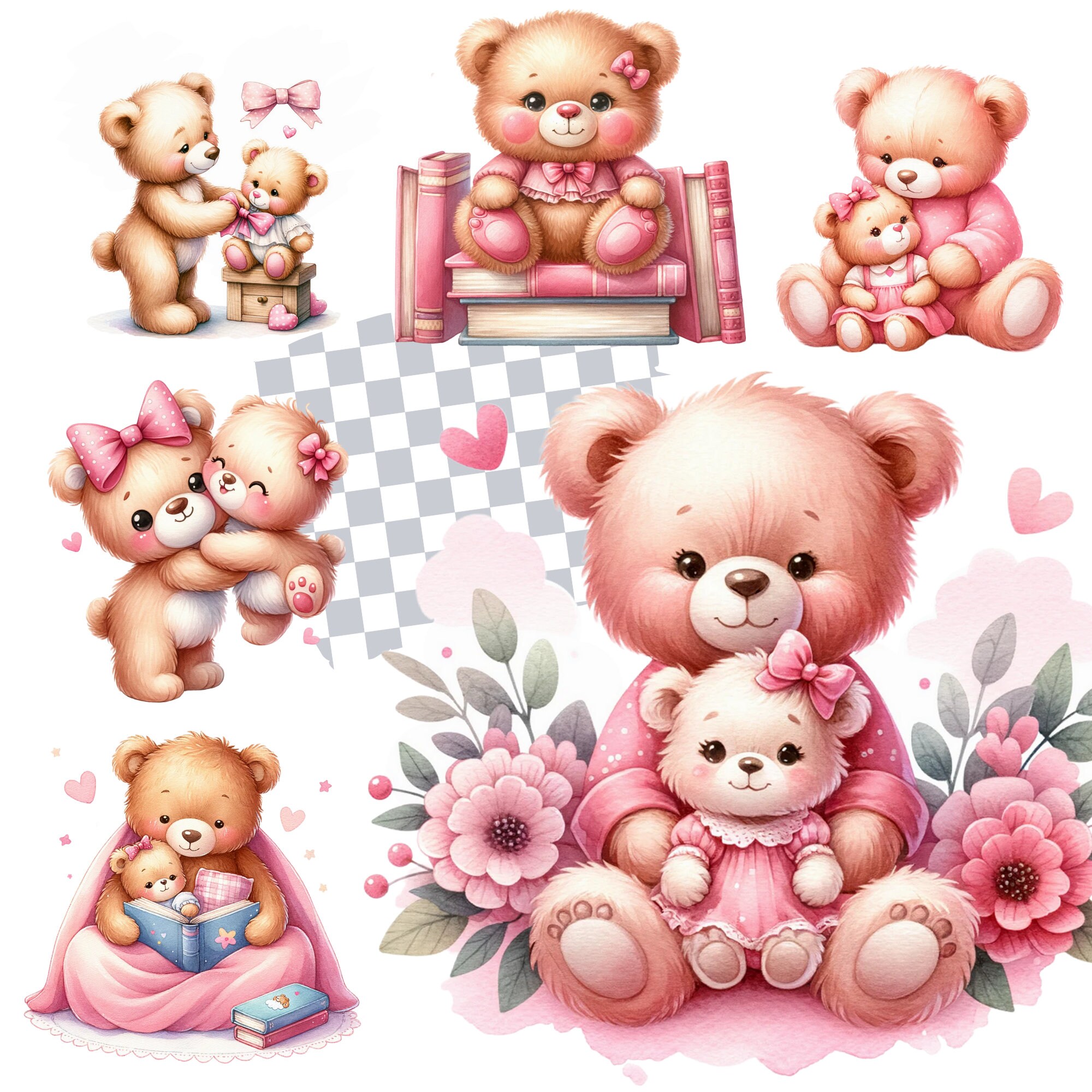 Mama Bear & Baby Bear PNG Clipart Collection | Mother's Day Baby Shower ...