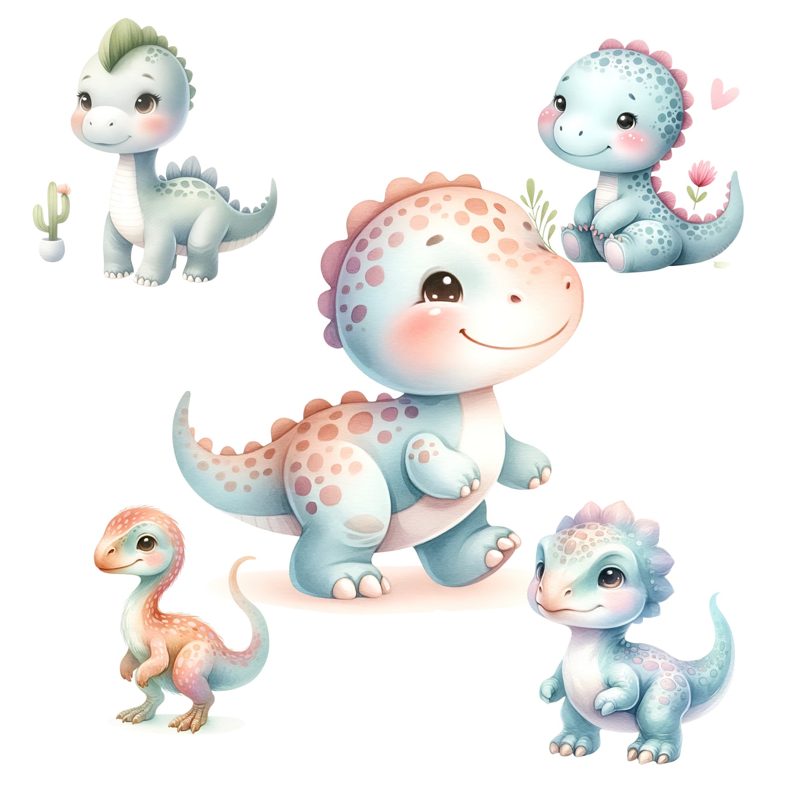 Adorable Baby Dinosaur Clipart Cute Dino Nursery Decor PNG, T-rex ...